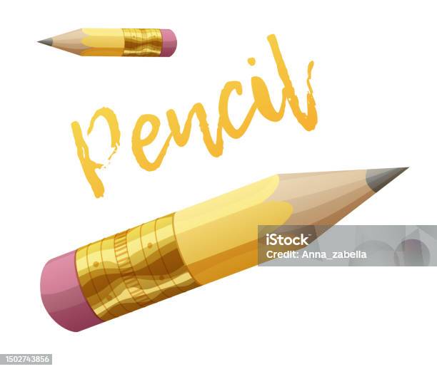 Icône Vectorielle De Crayon Jaune Courte Isolée Sur Fond Blanc Crayon