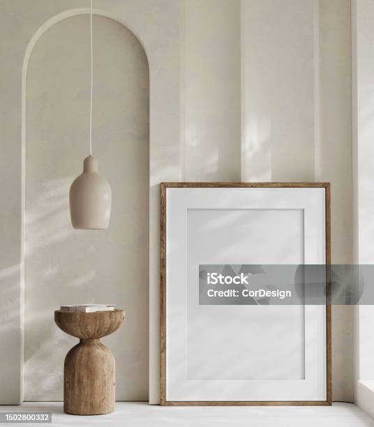Bingkai Poster Mock Up Dengan Latar Belakang Interior Modern Ruang Tamu