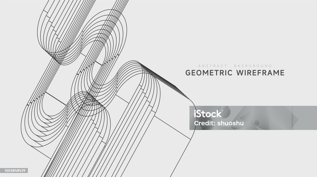 Abstract Black And White Geometric 3d Structure Wire Pattern Background