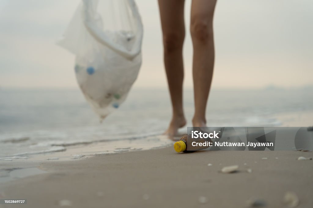 Hemat Lautan Relawan Memungut Sampah Sampah Di Pantai Dan Botol Plastik