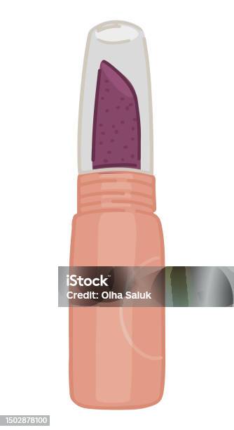 Clip Art Lipstik Doodle Aksesori Makeup Bibir Kosmetik Ilustrasi Vektor Gaya Kartun Terisolasi