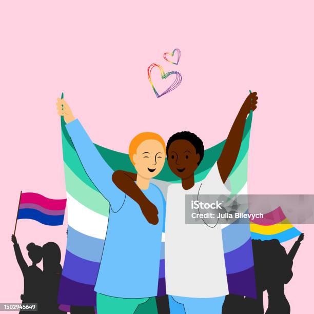 Orangorang Memegang Bendera Pria Gay Selama Bulan Kebanggaan Dan
