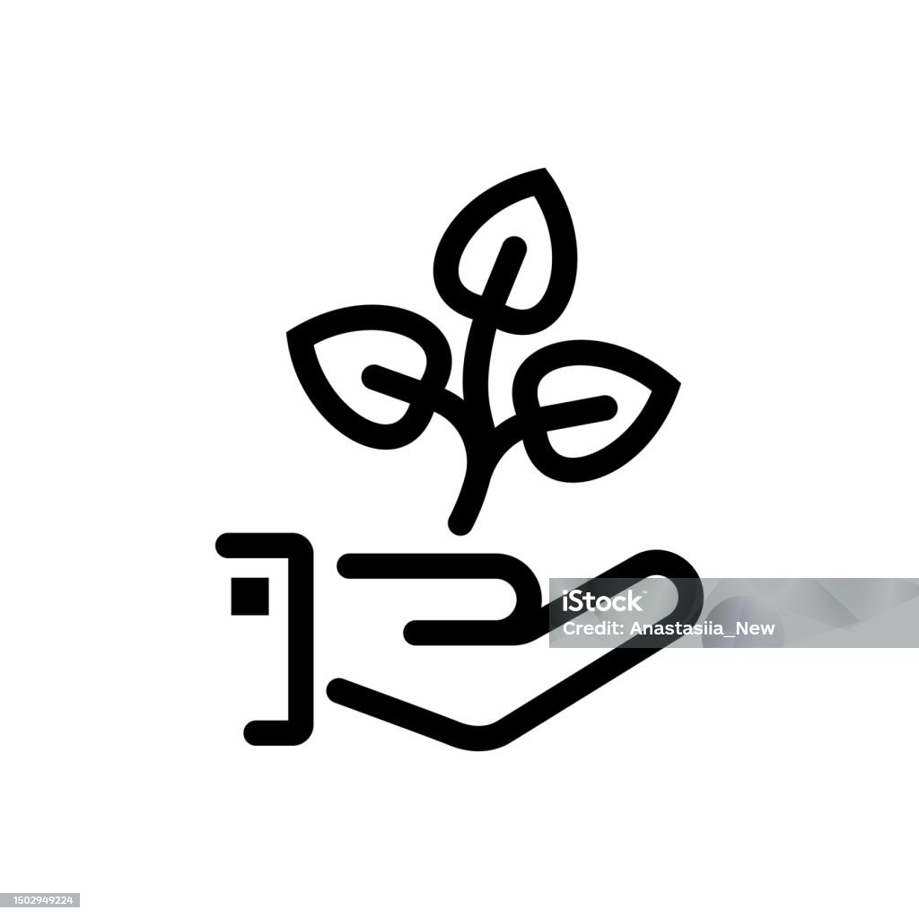 Logo De Protection De Lenvironnement Icône De Ligne Noire Mains Tenant