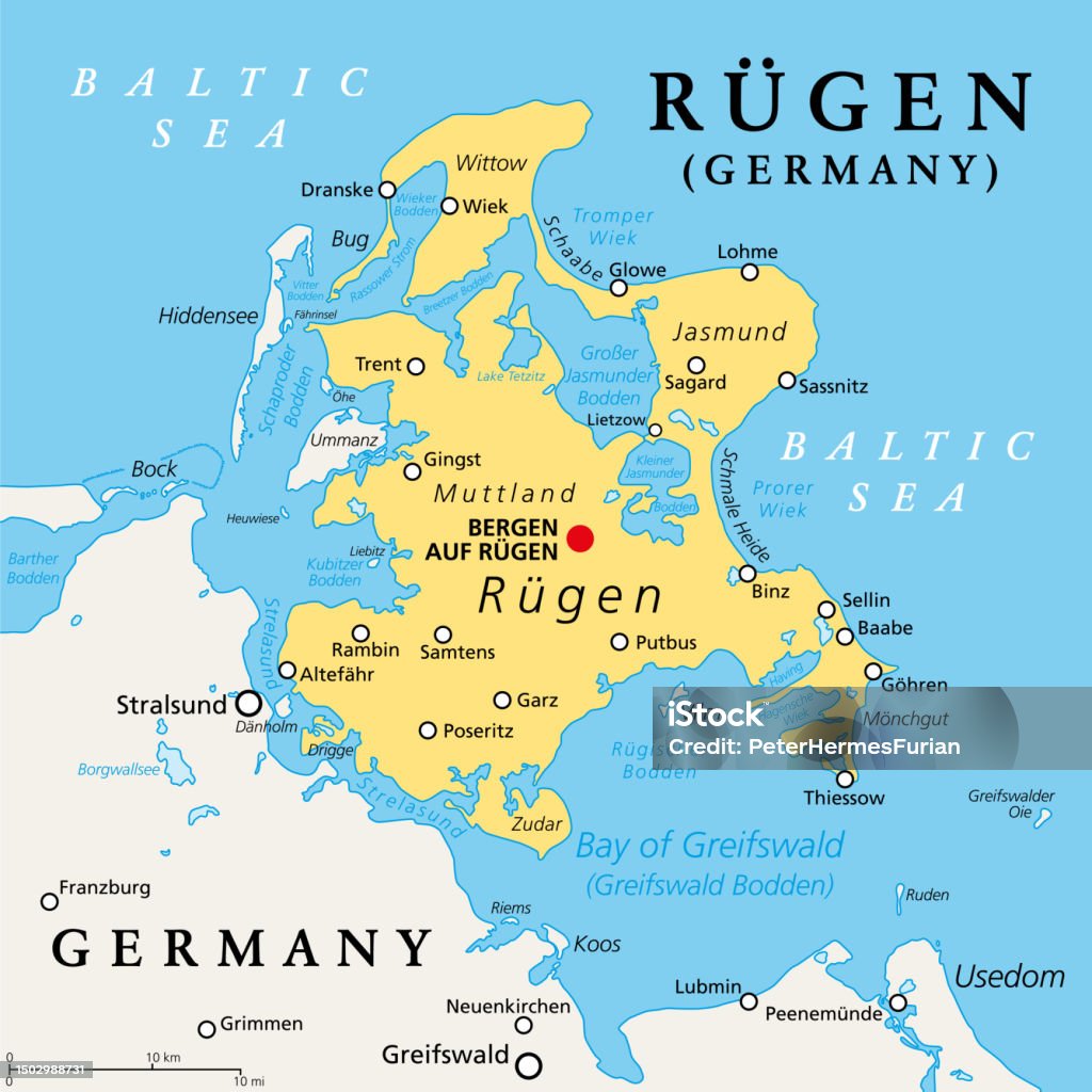 Rugia Lub Rugia Największa Wyspa Niemiec Mapa Polityczna - Stockowe ... Rugia Lub Rugia Największa Wyspa Niemiec Mapa Polityczna - Stockowe ...