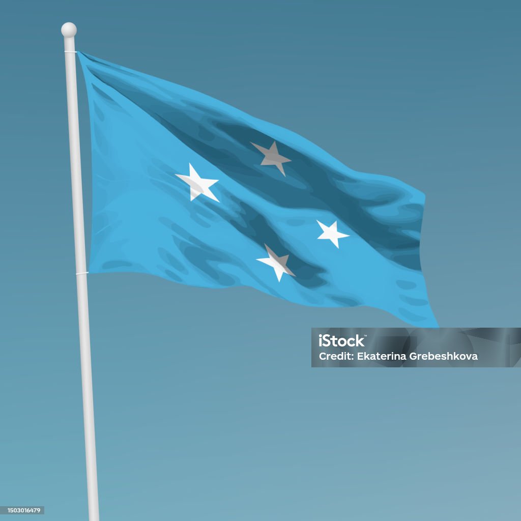 Mengibarkan Bendera Mikronesia Di Tiang Bendera Template Untuk Hari
