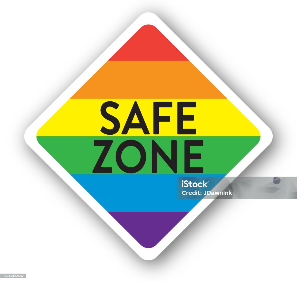 Lgbtqia Safe Zone For Safe Space Icon Label Button Or Sign With Pride