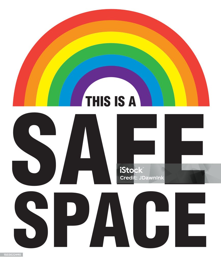 Lgbtqia This Is A Safe Space Icon Or Sign With Pride Rainbow On White Background Stock