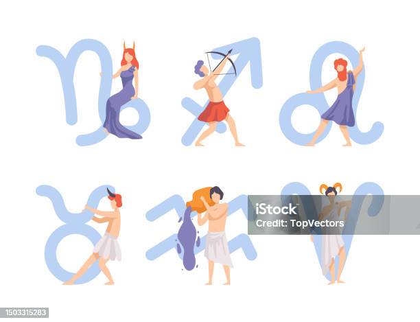 Astrological Sign Or Sign Of Zodiac With Male And Female Near Symbol