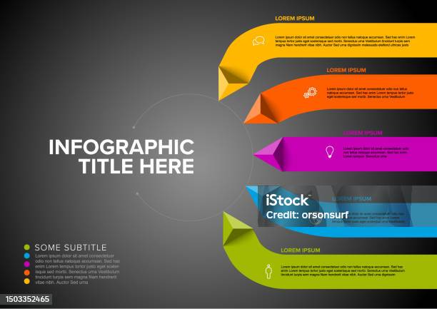 Template Infografis Serbaguna Gelap Vektor Dengan Lima Garis Dan Elemen ... Template Infografis Serbaguna Gelap Vektor Dengan Lima Garis Dan Elemen ...