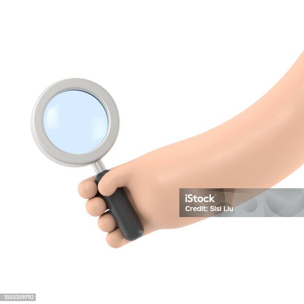 Kartun Gesture Icon Mockuptangan Pengusaha Memegang Kaca Pembesar