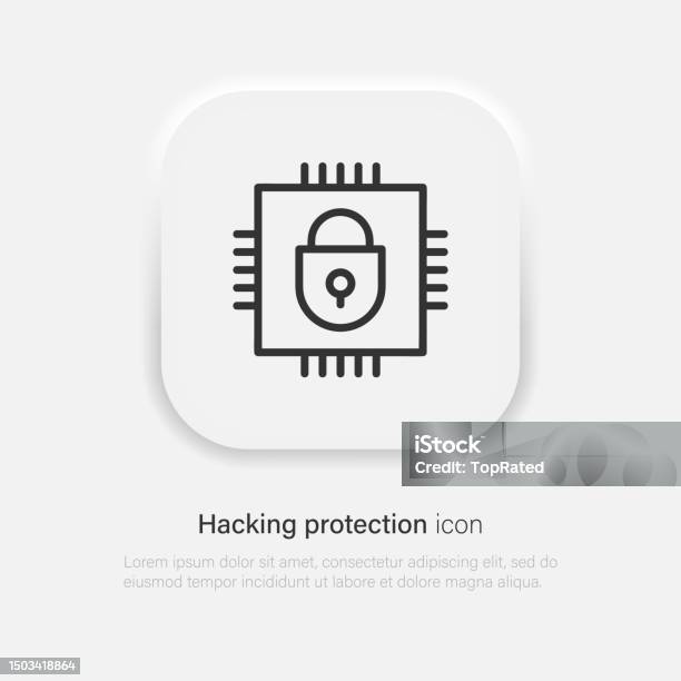 Perlindungan Peretasan Perlindungan Data Ikon Garis Keamanan Cyber