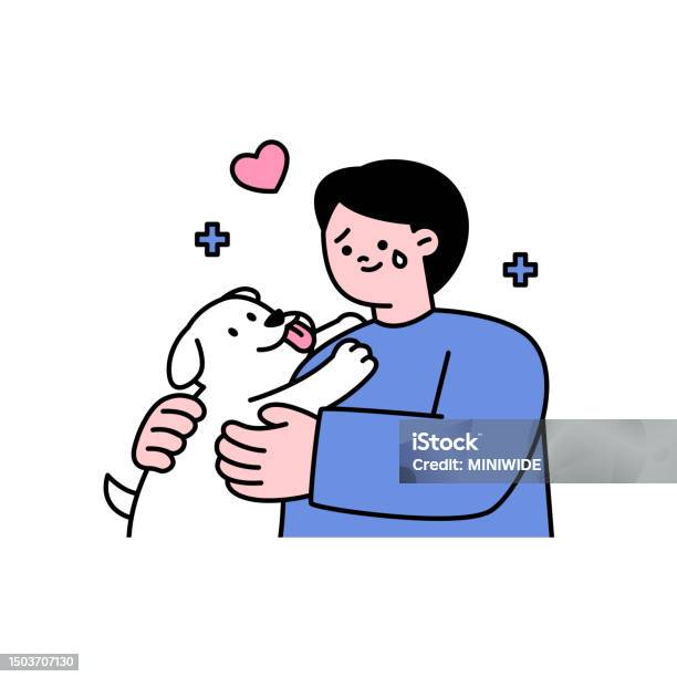 Seorang Pria Menghibur Dengan Memeluk Seekor Anjing Lucu Buat Kerangka ... Seorang Pria Menghibur Dengan Memeluk Seekor Anjing Lucu Buat Kerangka ...