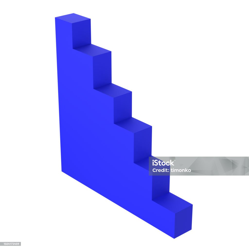 Abstrak 3d Pemandangan Tangga Biru Tua Terisolasi Dengan Jalur Kliping