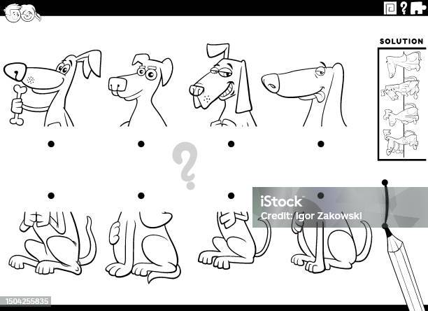 Cocokkan Separuh Permainan Dengan Halaman Mewarnai Karakter Anjing ... Cocokkan Separuh Permainan Dengan Halaman Mewarnai Karakter Anjing ...