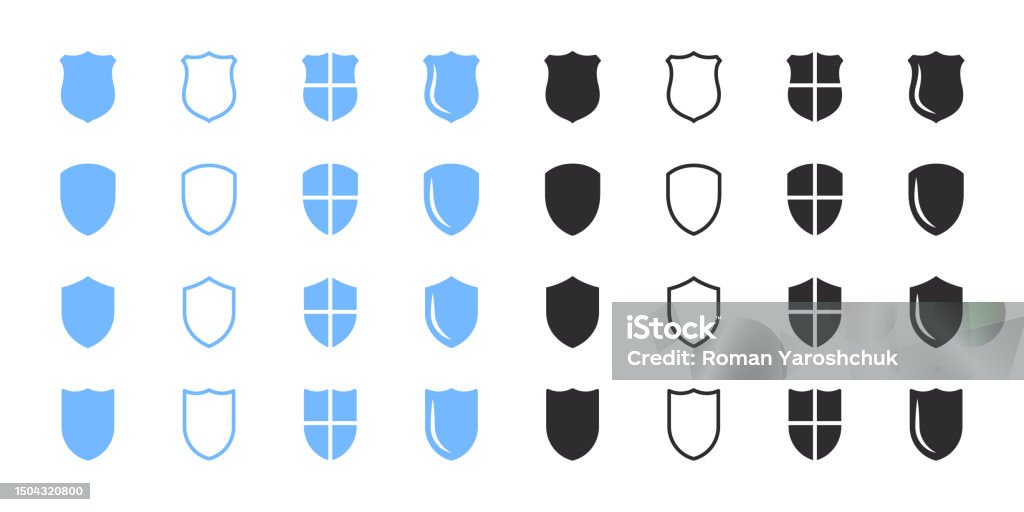 Ilustración de Conjunto De Iconos De Escudos Iconos De Escudos Azules Y ... Ilustración de Conjunto De Iconos De Escudos Iconos De Escudos Azules Y ...
