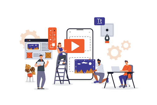 Konsep Desainer Ui Dan Ux Dengan Adegan Karakter Untuk Web Wanita Dan