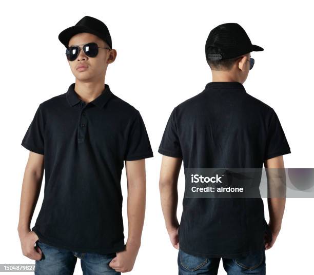 Template Mock Up Kemeja Berkerah Kosong Tampak Depan Dan Belakang Model