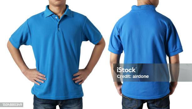 Template Mock Up Kemeja Berkerah Kosong Tampak Depan Dan Belakang Model