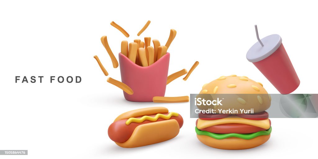 Stock ilustrace 3d Realistický Hamburger Párek V Rohlíku Soda A ... Stock ilustrace 3d Realistický Hamburger Párek V Rohlíku Soda A ...