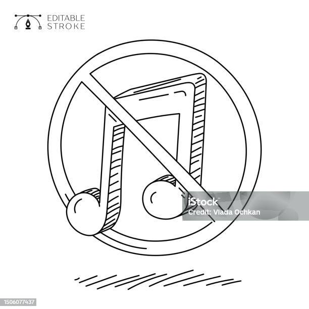 Ilustración De No Hay Icono Vectorial De Música En Estilo De Línea