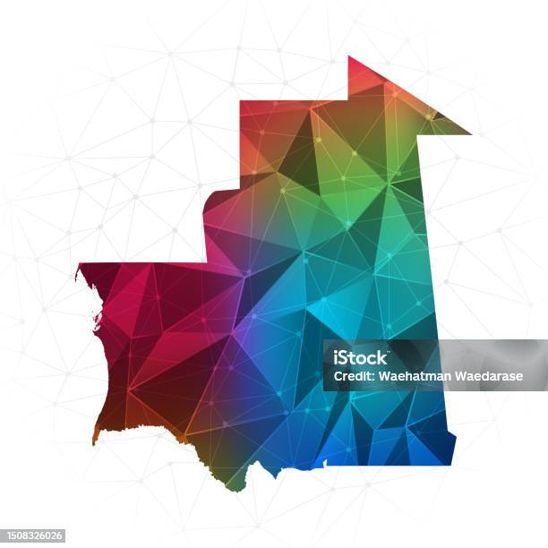 Mauritania Map Abstract Polygon Vector Illustration Low Poly Colorful