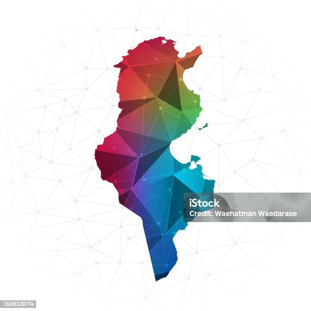Tunisia Map Abstract Polygon Vector Illustration Low Poly Colorful