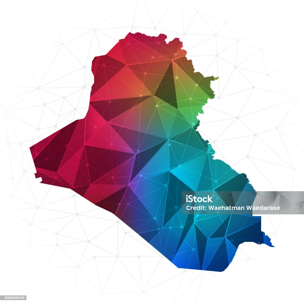 Iraq Map Abstract Polygon Vector Illustration Low Poly Colorful Style