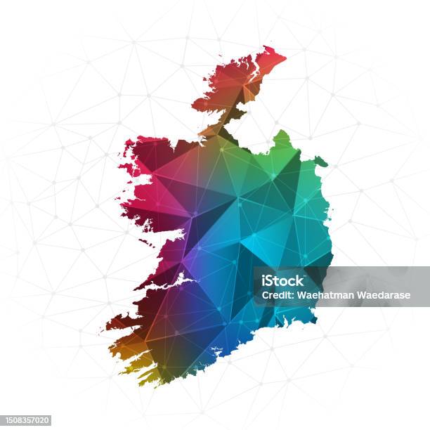 Ireland Map Abstract Polygon Vector Illustration Low Poly Colorful