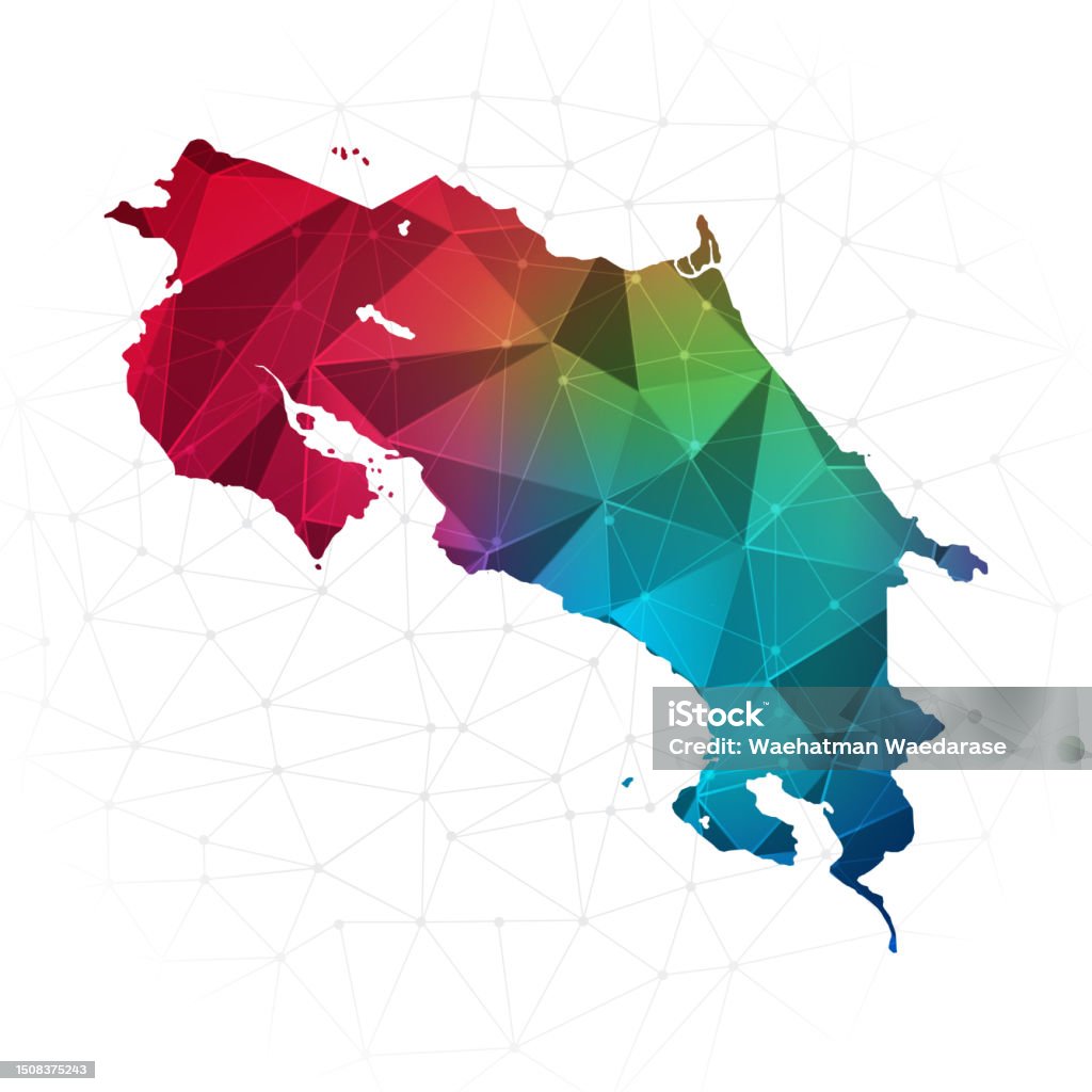 Costa Rica Map Abstract Polygon Vector Illustration Low Poly Colorful