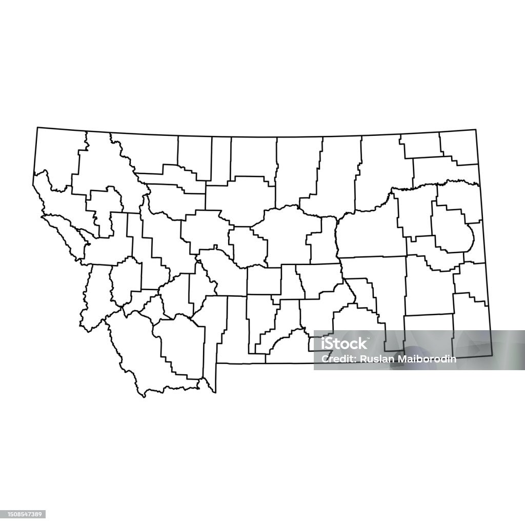 Carte De Létat Du Montana Avec Les Comtés Illustration Vectorielle