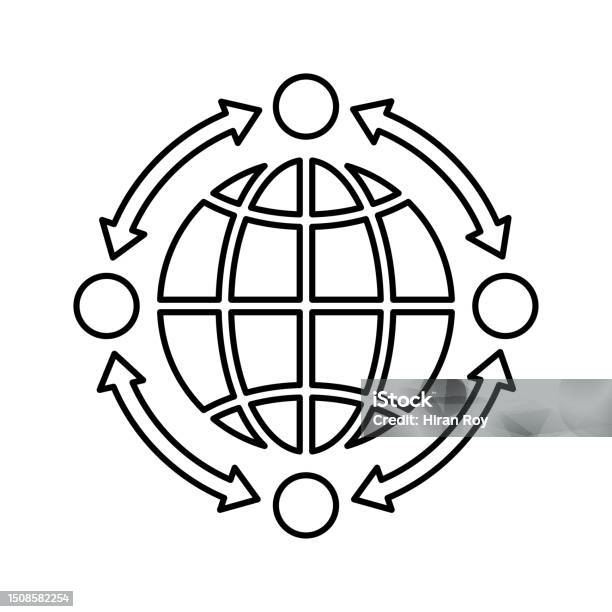 Icône De Réseau Global Ligne Contour Vecteurs Libres De Droits Et Plus