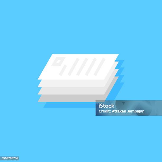 Ikon Vektor Datar Tumpukan Dokumen Atau File Vektor Dan Ilustrasi