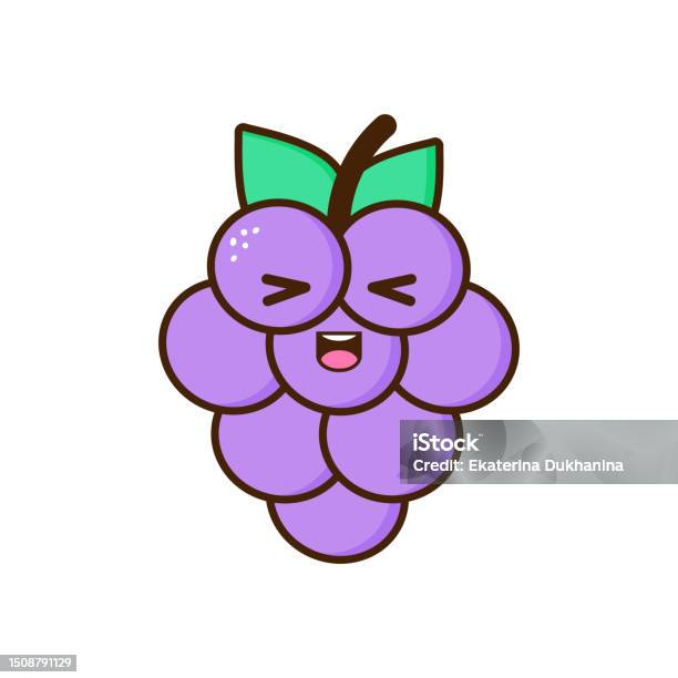 Buah Kawaii Dengan Wajah Imut Dengan Latar Belakang Putih Sempurna