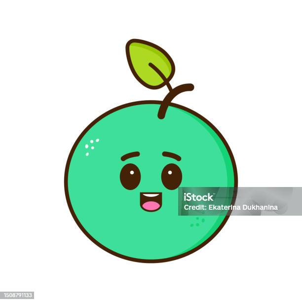 Buah Kawaii Dengan Wajah Imut Dengan Latar Belakang Putih Sempurna