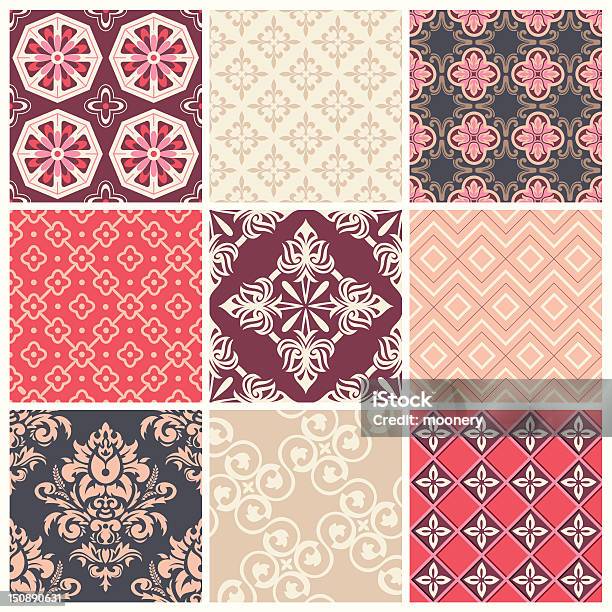 Set Of Nine Colorful Seamless Patterns For Backgrounds And Wallpapers