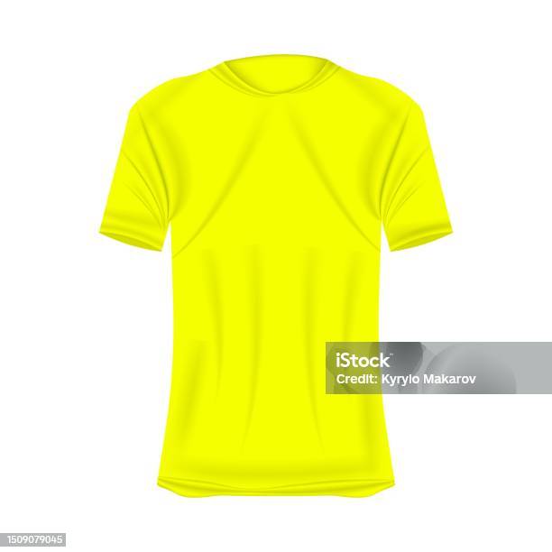 Tshirt Mockup Warna Kuning Mockup Kemeja Realistis Dengan Lengan Pendek