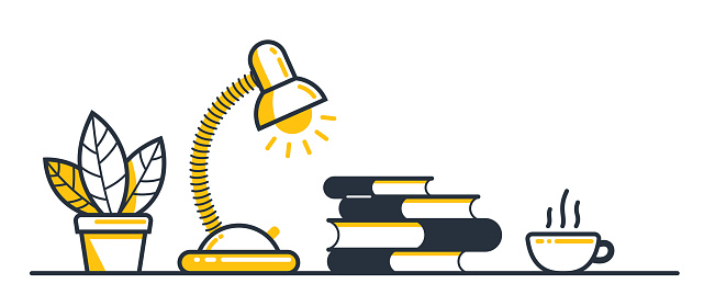 Thème De La Bibliothèque Concept Vectoriel Dautoéducation Illustration