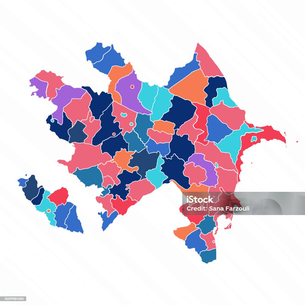 Carte Multicolore De Lazerbaïdjan Avec Les Provinces Vecteurs Libres De