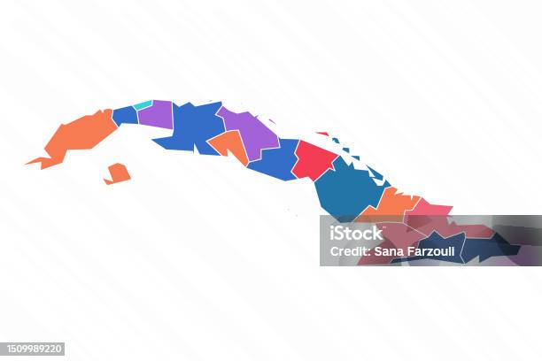 Multicolor Map Of Cuba With Provinces Stock Illustration Download