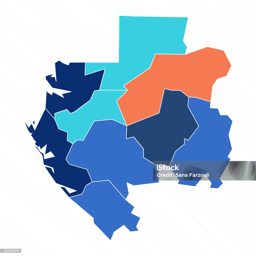 Carte Multicolore Du Gabon Avec Provinces Vecteurs Libres De Droits Et