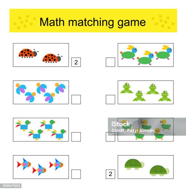 Math Matching Game For Kids Count Animals And Match The Same Preschool ... Math Matching Game For Kids Count Animals And Match The Same Preschool ...