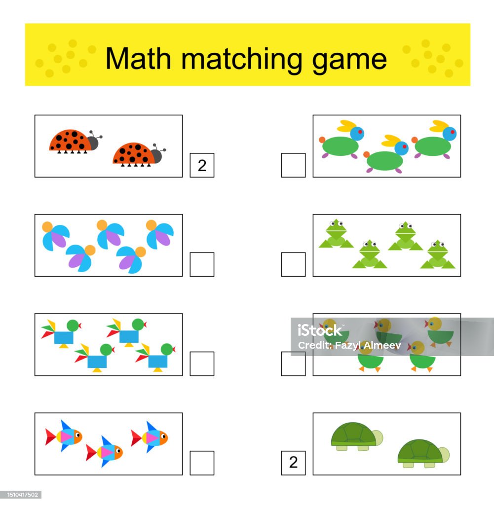 Math Matching Game For Kids Count Animals And Match The Same Preschool ... Math Matching Game For Kids Count Animals And Match The Same Preschool ...