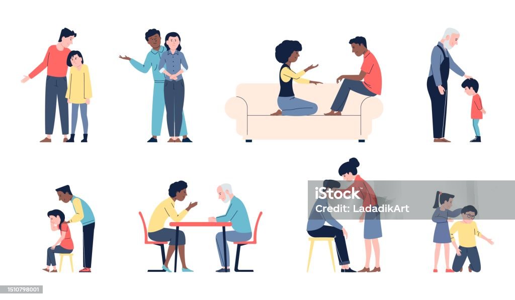 Pasangan Dan Keluarga Terhibur Teman Dalam Kesedihan Bersama Orang Tua ... Pasangan Dan Keluarga Terhibur Teman Dalam Kesedihan Bersama Orang Tua ...