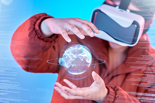 Metaverse Wanita Atau Realitas Virtual Bumi Dengan Overlay Untuk