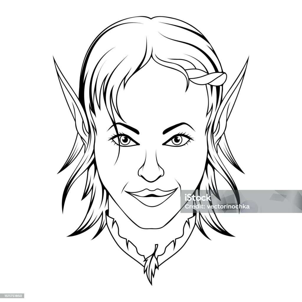 Elf Girl Vector Illustration Of A Sketch Beautiful Young Fairy Elf Girl