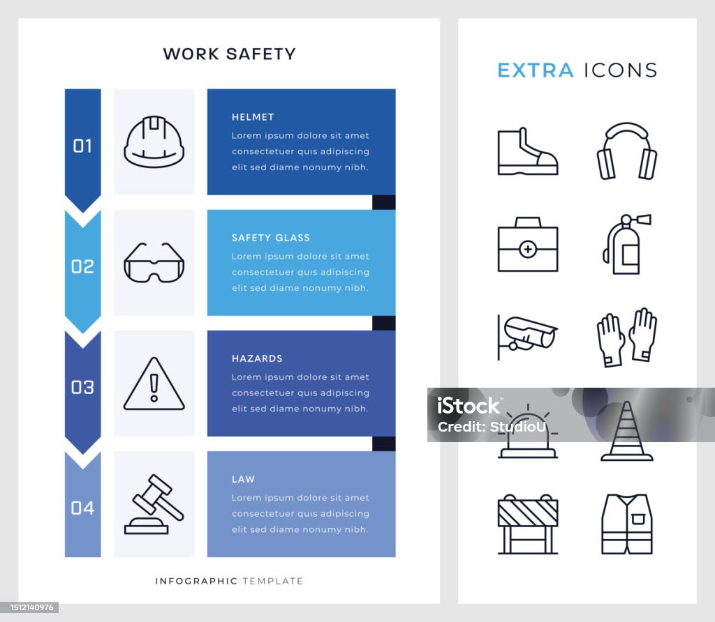 Work Safety Infographic Template And Line Icons Stock Illustration ... Work Safety Infographic Template And Line Icons Stock Illustration ...