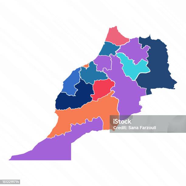 Carte Multicolore Du Maroc Avec Provinces Vecteurs Libres De Droits Et