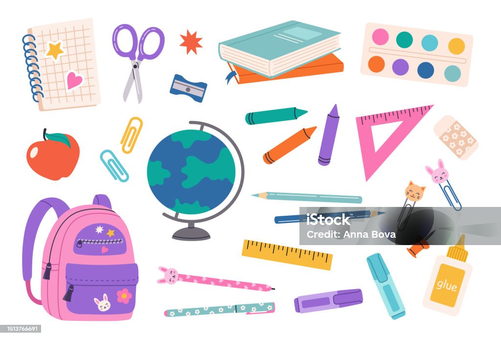 Set Perlengkapan Sekolah Kembali Ke Sekolah Ilustrasi Vektor Yang ... Set Perlengkapan Sekolah Kembali Ke Sekolah Ilustrasi Vektor Yang ...