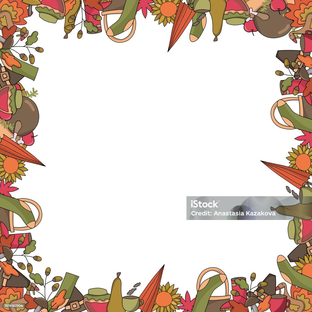 Ilustración de Marco De Elementos De Otoño Gran Plantilla De Invitación ... Ilustración de Marco De Elementos De Otoño Gran Plantilla De Invitación ...