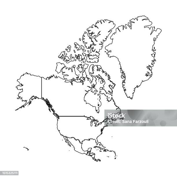 Esquisse De La Carte De Lamérique Du Nord Avec Les Pays Vecteurs Libres